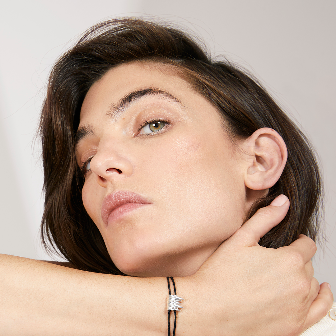 OKS - Bracelet Cordon NAMI Argent Massif